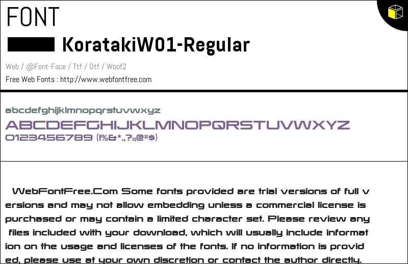Korataki W01 Regular Fonts Downloads - WebFontFree.Com