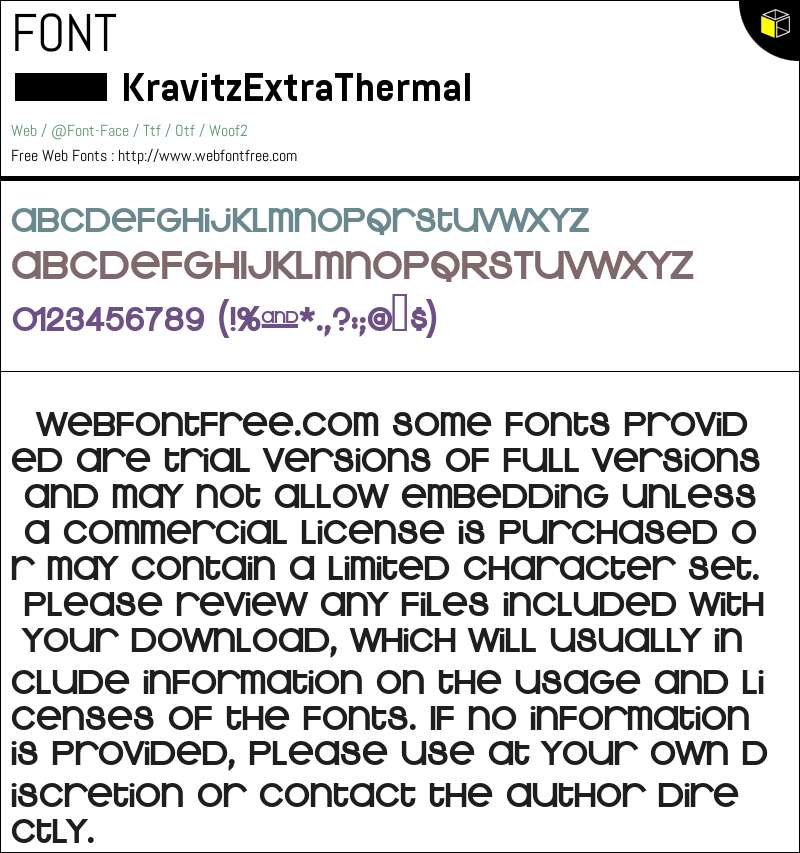 Kravitz Extra Thermal Fonts Downloads - WebFontFree.Com