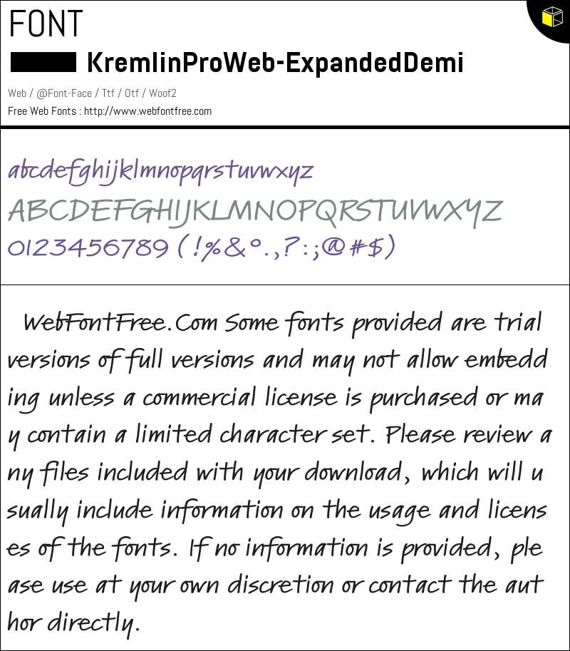 Kremlin Pro Web Expanded Demi Fonts Downloads - WebFontFree.Com