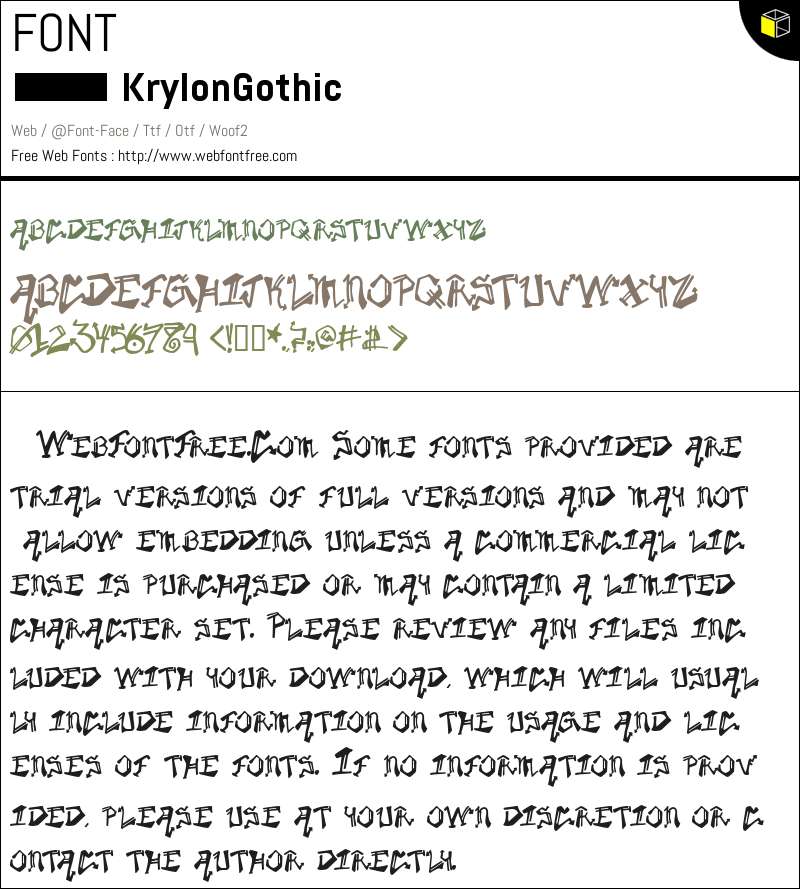 Krylon Gothic Fonts Downloads - WebFontFree.Com