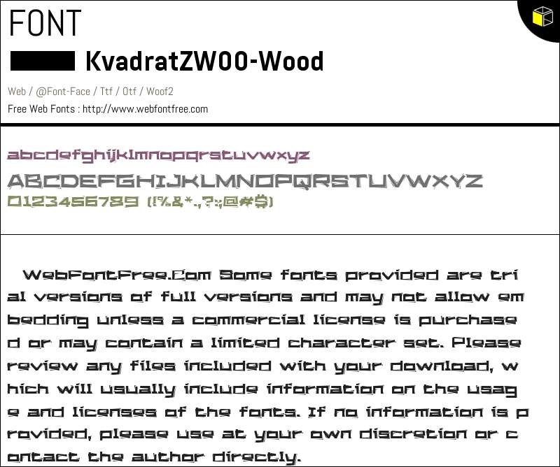 KvadratZ W00 Wood Fonts Downloads - WebFontFree.Com