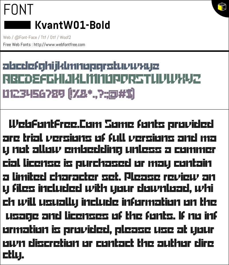 Kvant W01 Bold Fonts Downloads - WebFontFree.Com