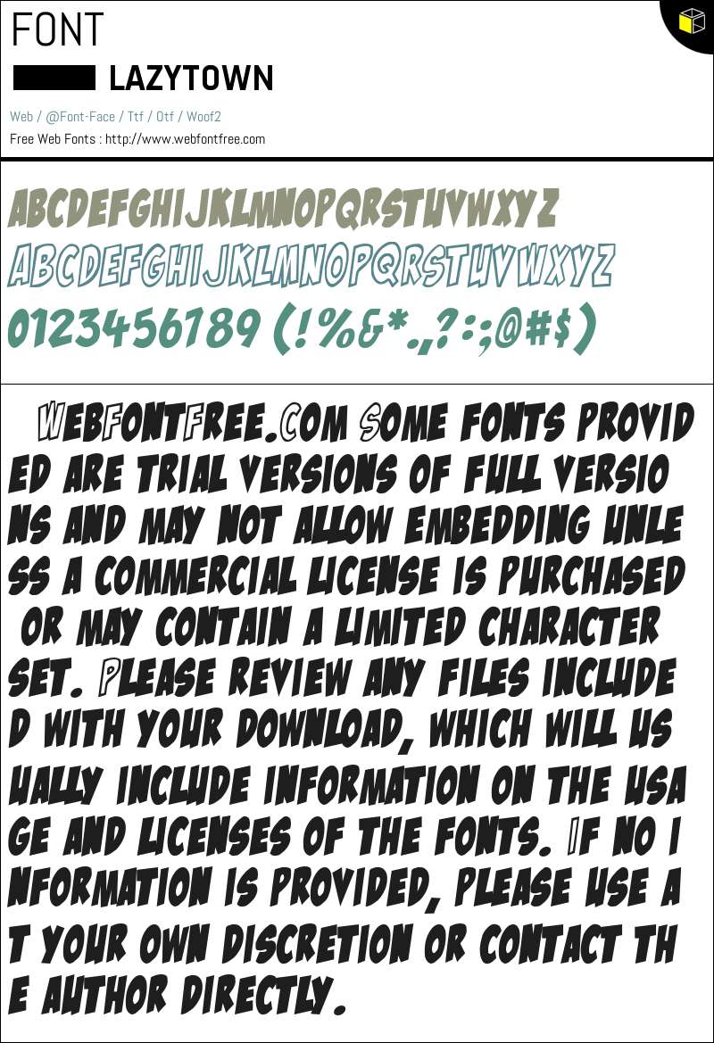 LAZYTOWN Fonts Downloads - WebFontFree.Com