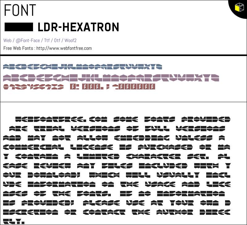 LDR HEXATRON Regular Fonts Downloads - WebFontFree.Com