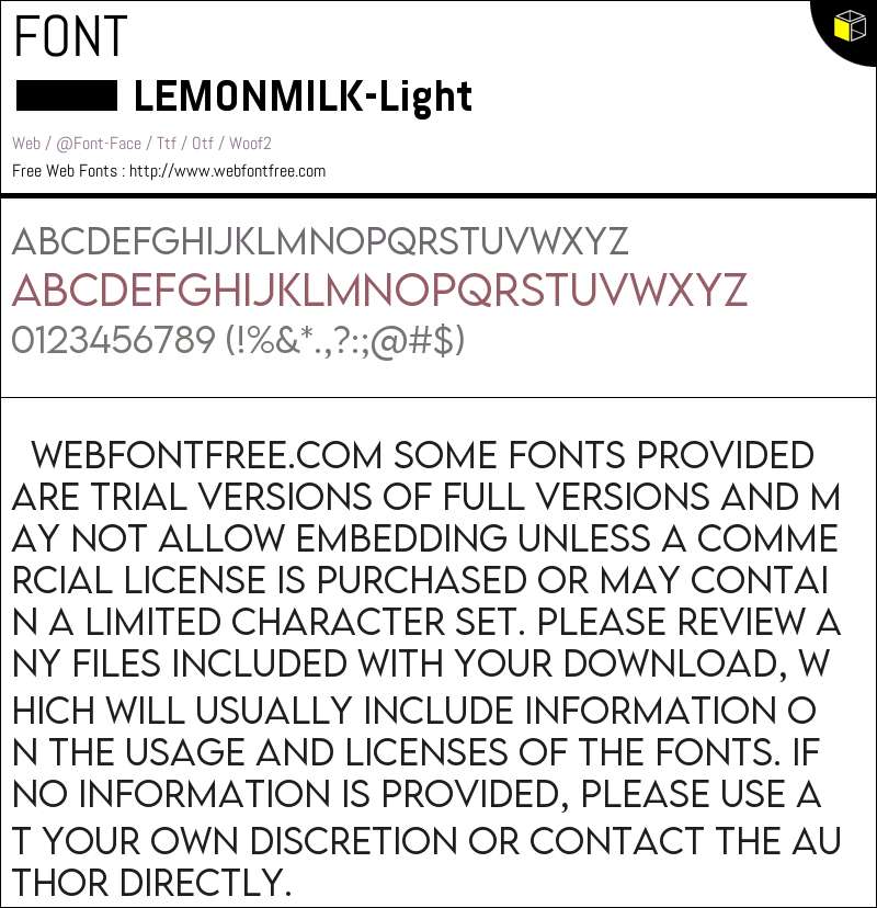 LEMON MILK Light Fonts Downloads - WebFontFree.Com