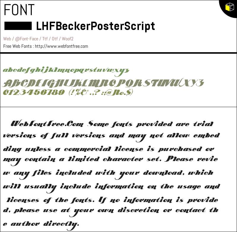LHF Becker Poster Script Fonts Downloads - WebFontFree.Com