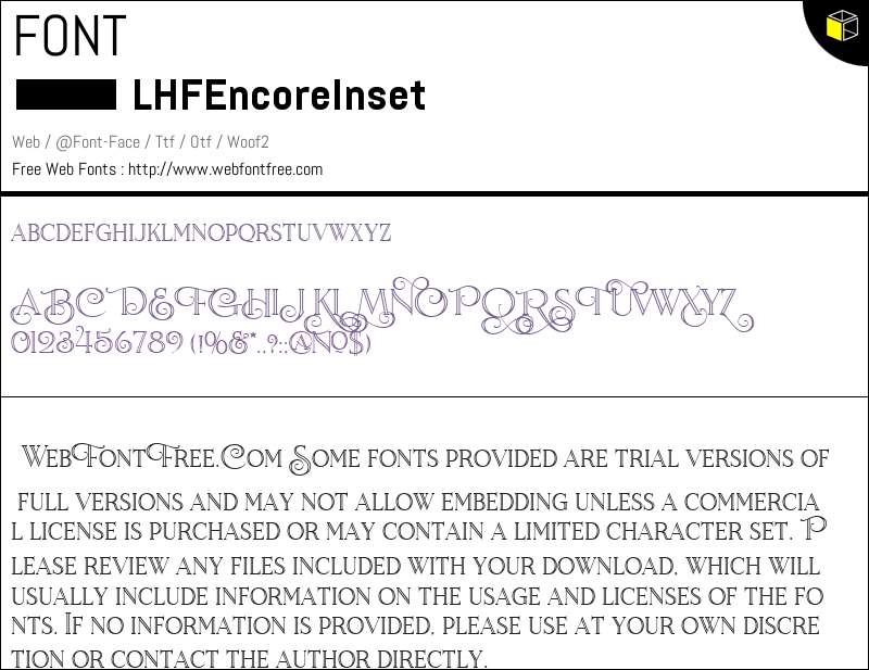 LHF Encore Inset Fonts Downloads - WebFontFree.Com