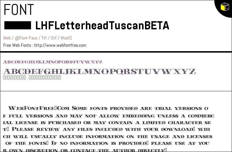 LHF Letterhead Tuscan BETA Fonts Downloads - WebFontFree.Com