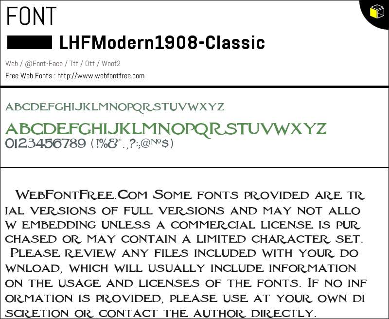 LHF Modern 1908 Classic Fonts Downloads - WebFontFree.Com
