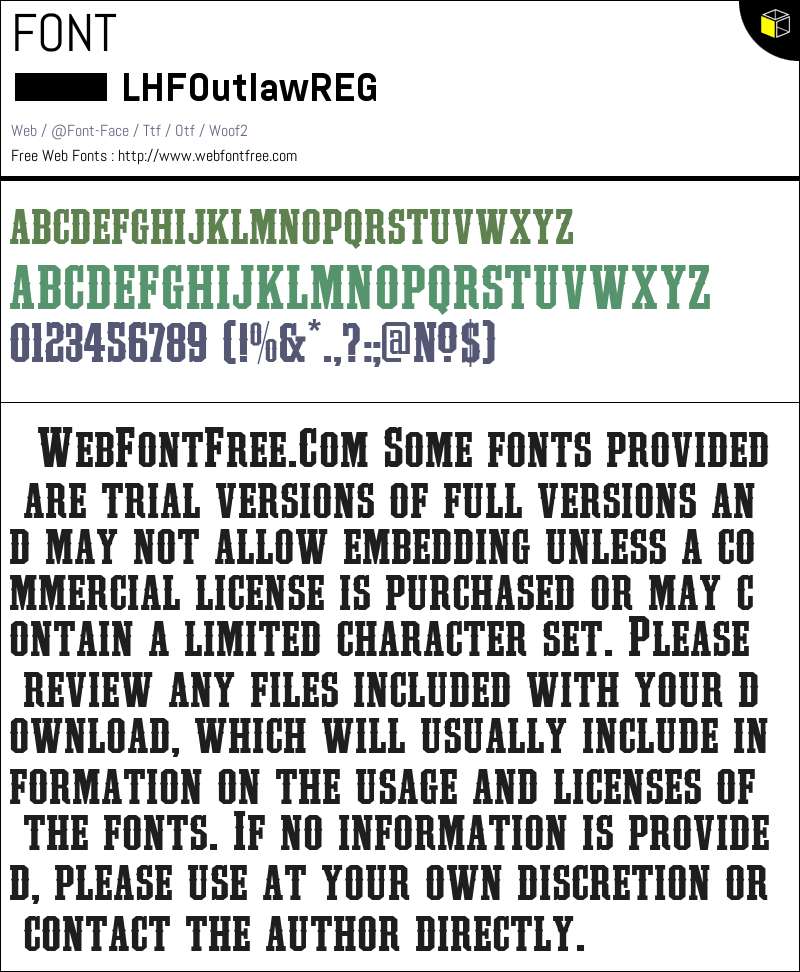 LHF Outlaw REG Fonts Downloads - WebFontFree.Com