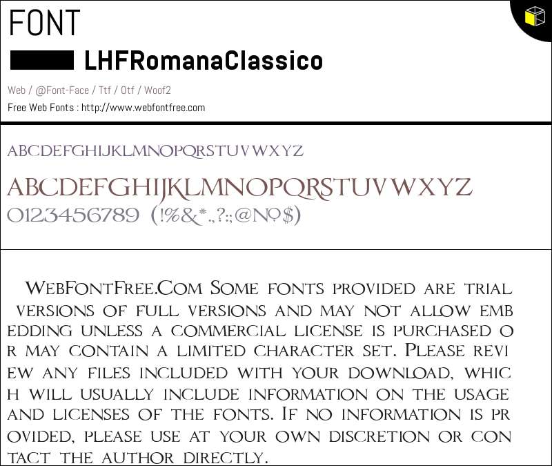 LHF Romana Classico Fonts Downloads - WebFontFree.Com