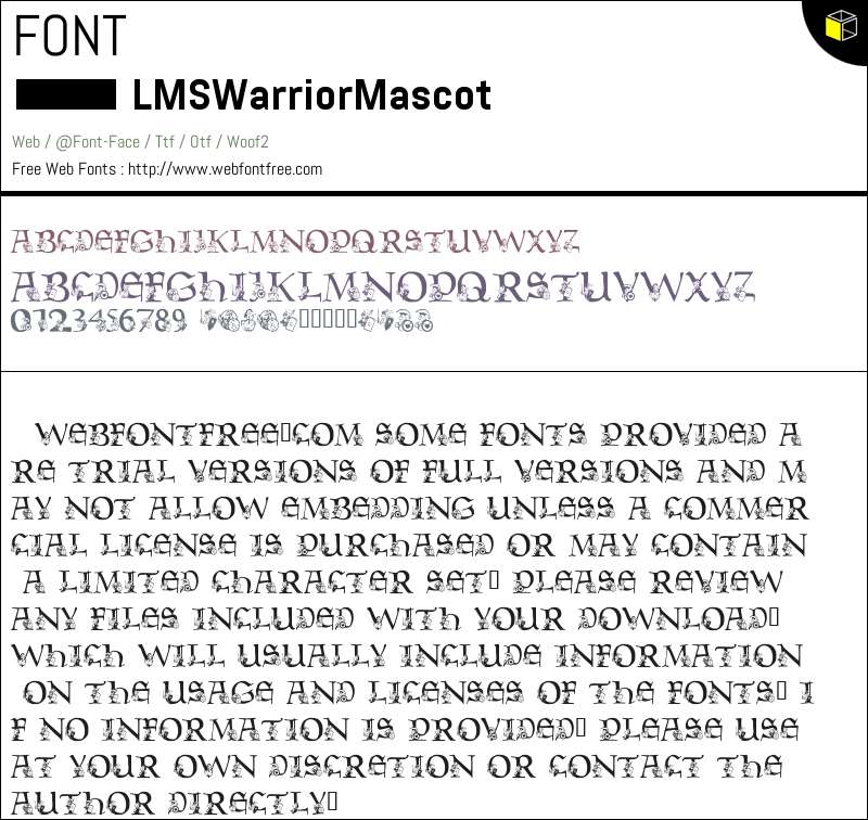 LMS Warrior Mascot Fonts Downloads - WebFontFree.Com