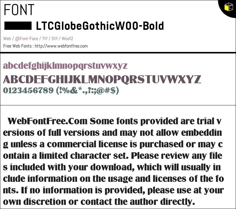 LTC Globe Gothic W00 Bold 字体 下载 - WebFontFree.Com