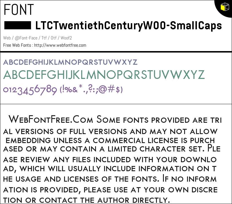 LTCTwentiethCenturyW00SmallCaps Fonts Downloads - WebFontFree.Com