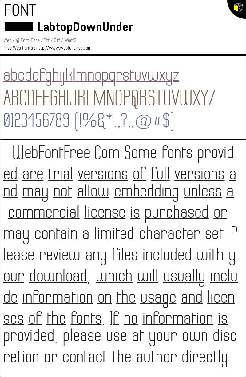 Labtop Down Under Fonts Downloads - WebFontFree.Com