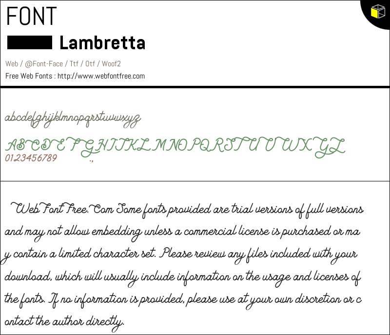 Lambretta Fonts Downloads - WebFontFree.Com