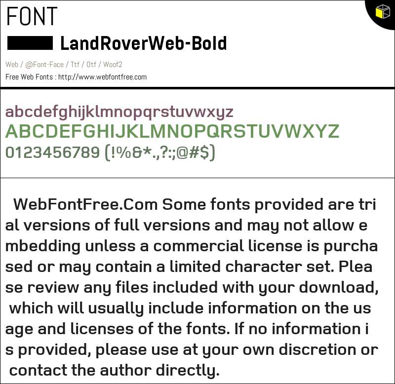 Land Rover Web Bold Fonts Downloads - WebFontFree.Com
