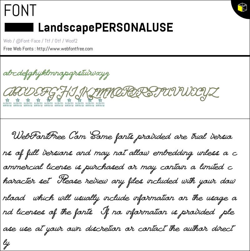 Landscape PERSONAL USE Fonts Downloads - WebFontFree.Com