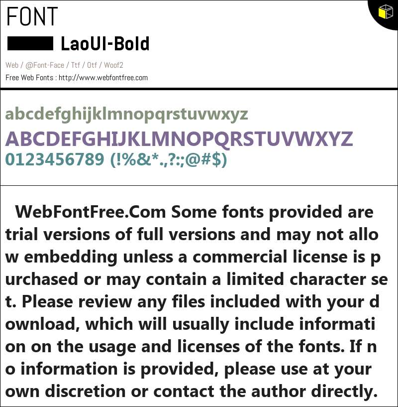 Lao UI Bold 字体 下载 - WebFontFree.Com