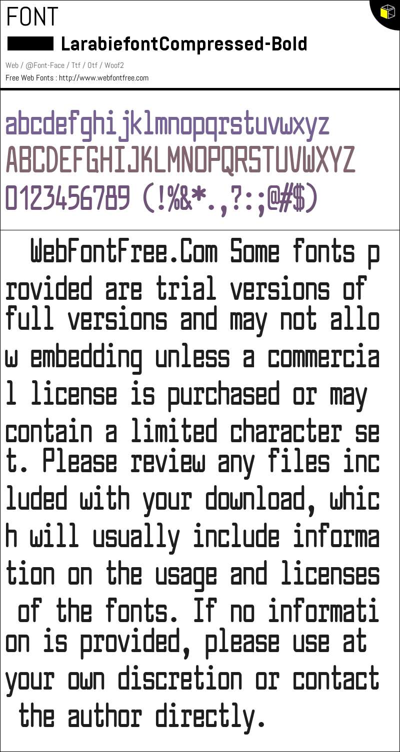 Larabiefont Compressed Bold Fonts Downloads - WebFontFree.Com