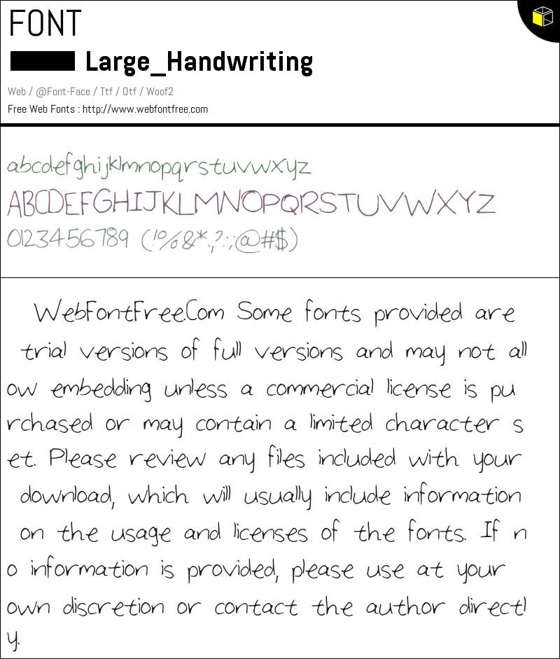 Large_Handwriting Fonts Downloads - WebFontFree.Com
