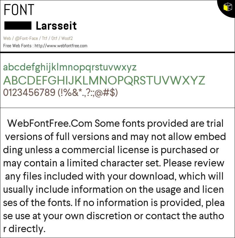 Larsseit Regular 字体 下载 - WebFontFree.Com