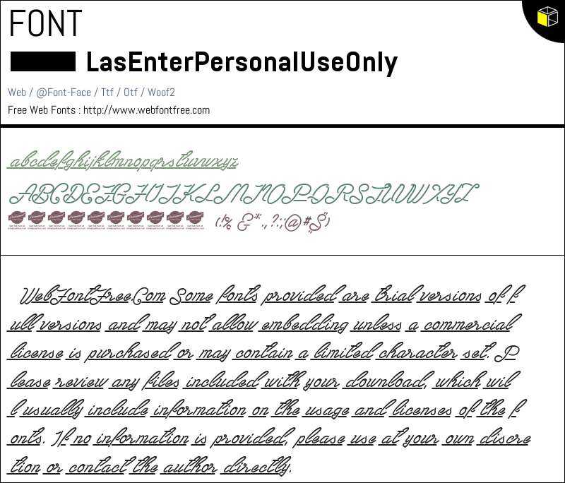 Las Enter Personal Use Only Fonts Downloads - WebFontFree.Com