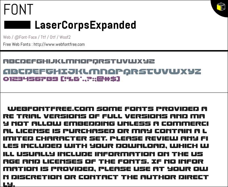 Laser Corps Expanded Fonts Downloads - WebFontFree.Com