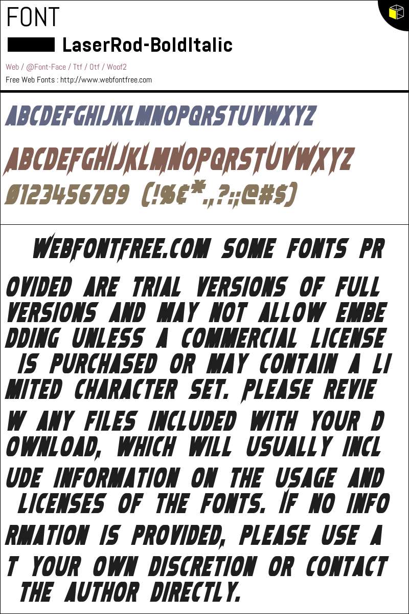 Laser Rod Bold Italic Fonts Downloads - WebFontFree.Com