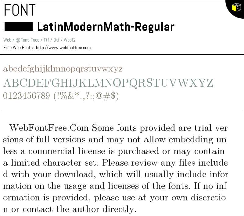 LatinModernMath-Regular Fonts Downloads - WebFontFree.Com