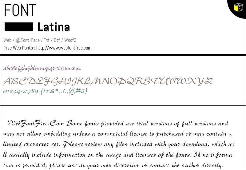 Latina Fonts Downloads - WebFontFree.Com