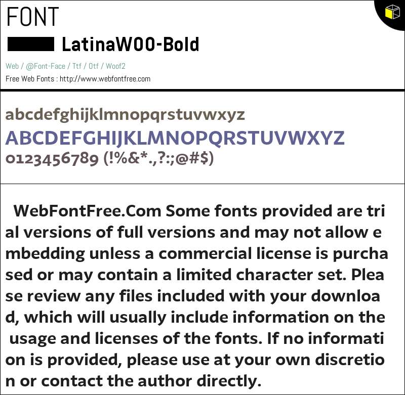 Latina W00 Bold Fonts Downloads - WebFontFree.Com