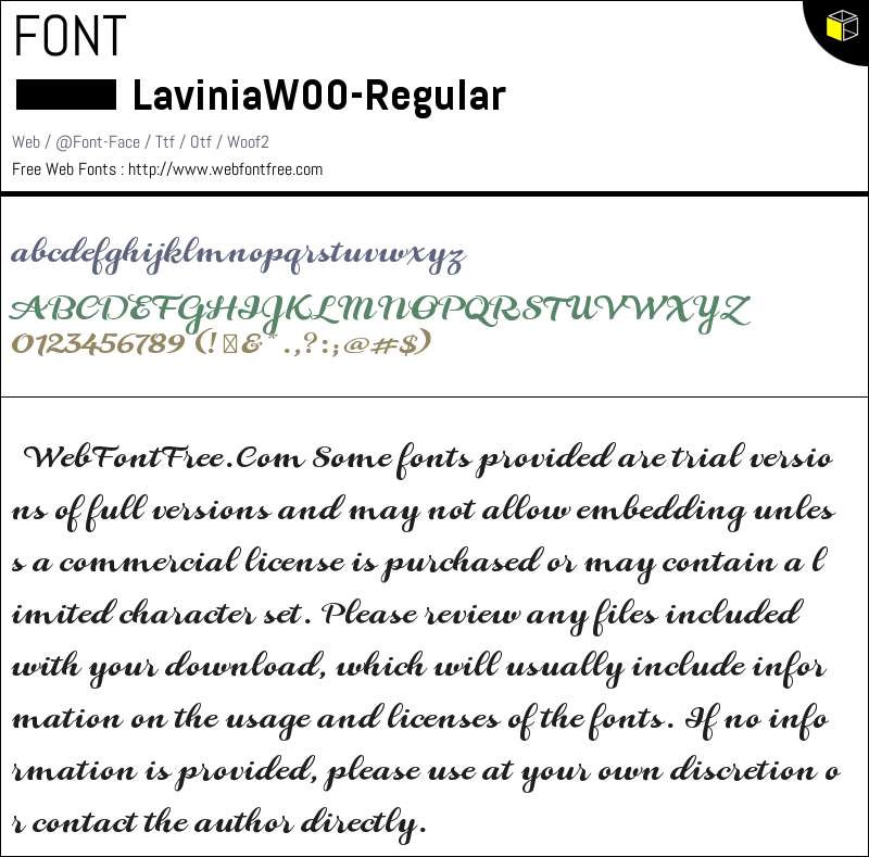 Lavinia W00 Regular Fonts Downloads - WebFontFree.Com