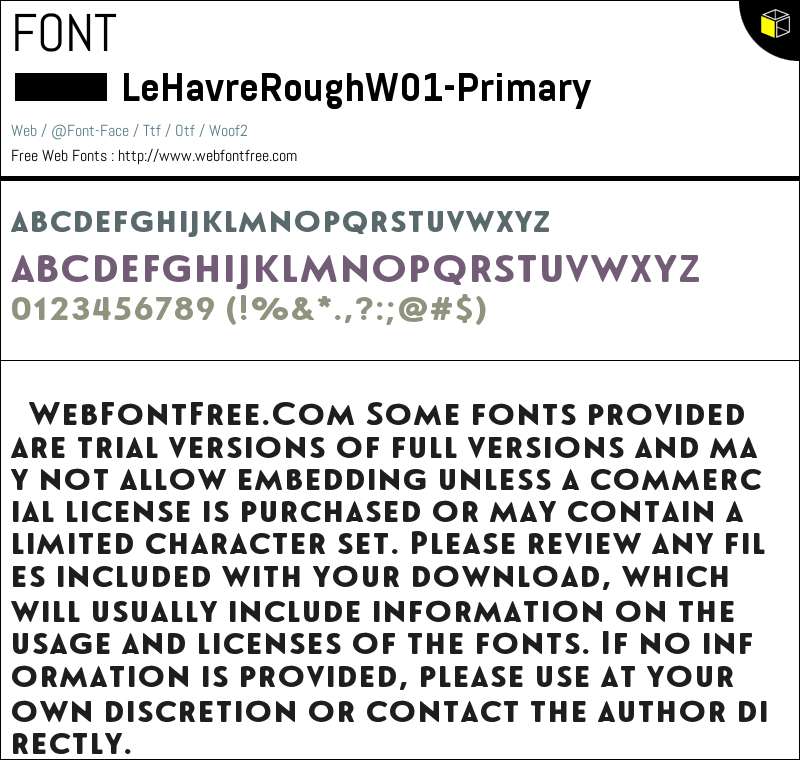 Le Havre Rough W01 Primary Fonts Downloads - WebFontFree.Com