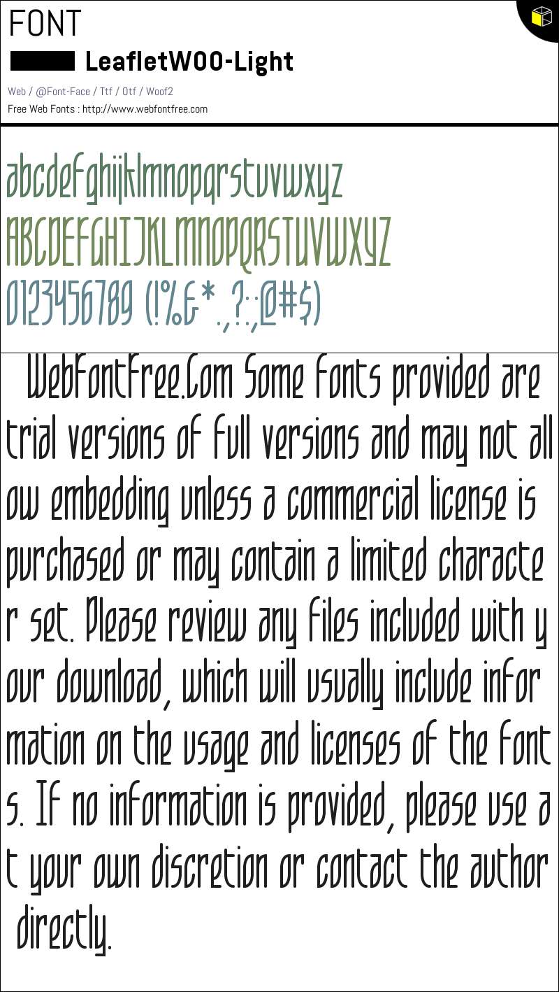 Leaflet W00 Light Fonts Downloads - WebFontFree.Com