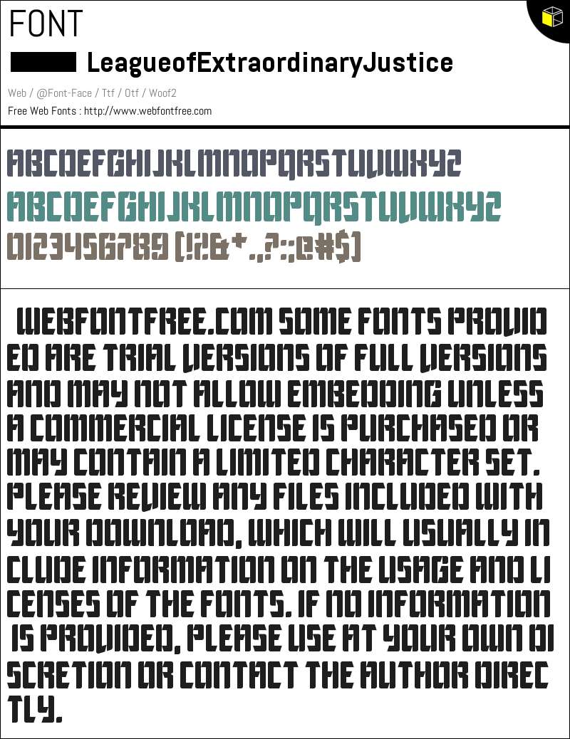 League of Extraordinary Justice Fonts Downloads - WebFontFree.Com