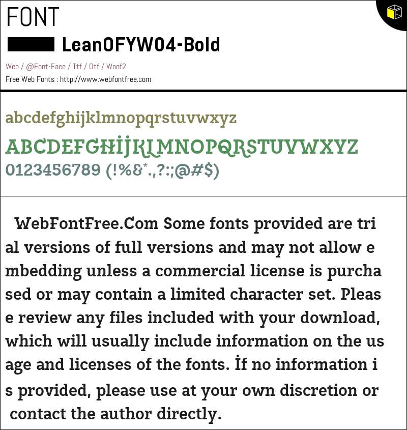 Lean O FY W04 Bold Fonts Downloads - WebFontFree.Com