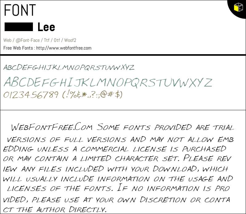 Lee Regular Fonts Downloads - WebFontFree.Com