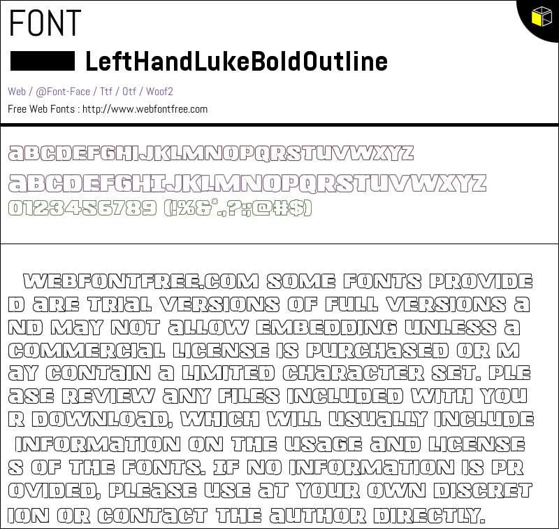 Left Hand Luke Bold Outline Fonts Downloads - WebFontFree.Com