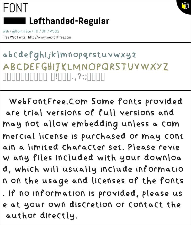 Lefthanded Regular Fonts Downloads - WebFontFree.Com