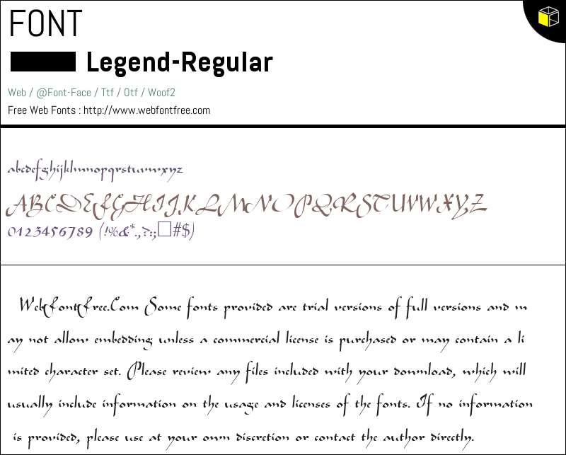 Legend Regular Fonts Downloads - WebFontFree.Com