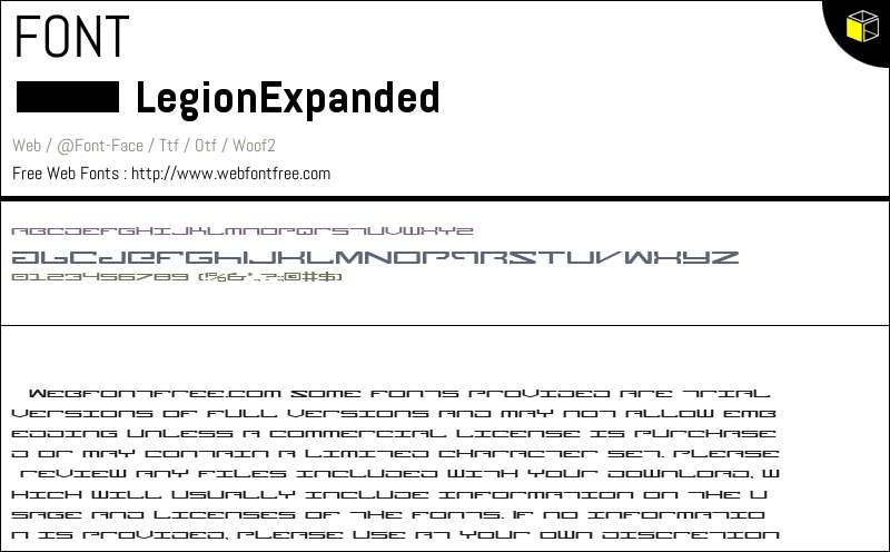 Legion Expanded Fonts Downloads - WebFontFree.Com