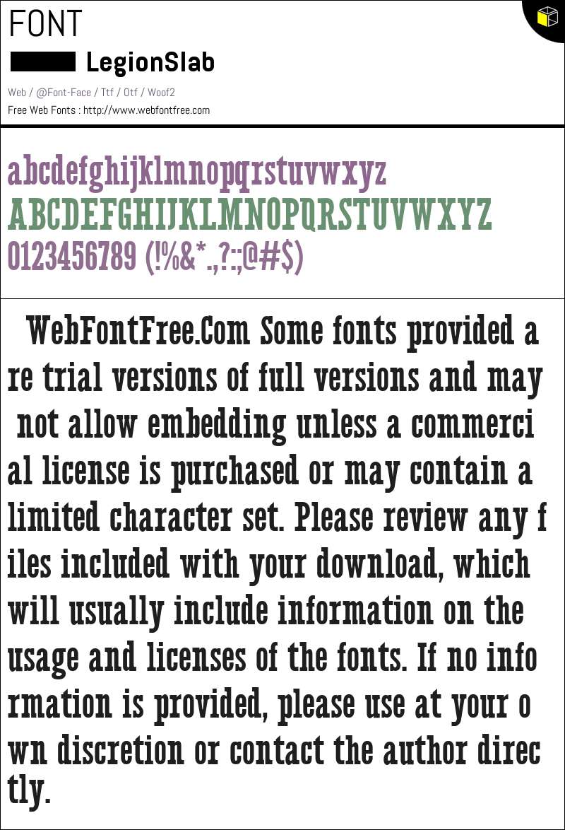 Legion Slab Fonts Downloads - WebFontFree.Com