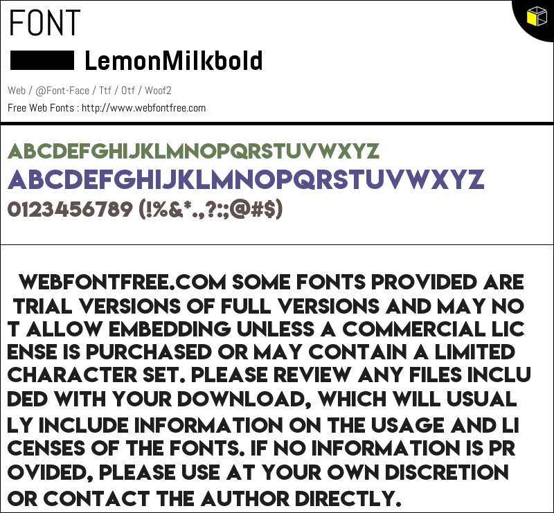 Lemon/Milk bold Fonts Downloads - WebFontFree.Com