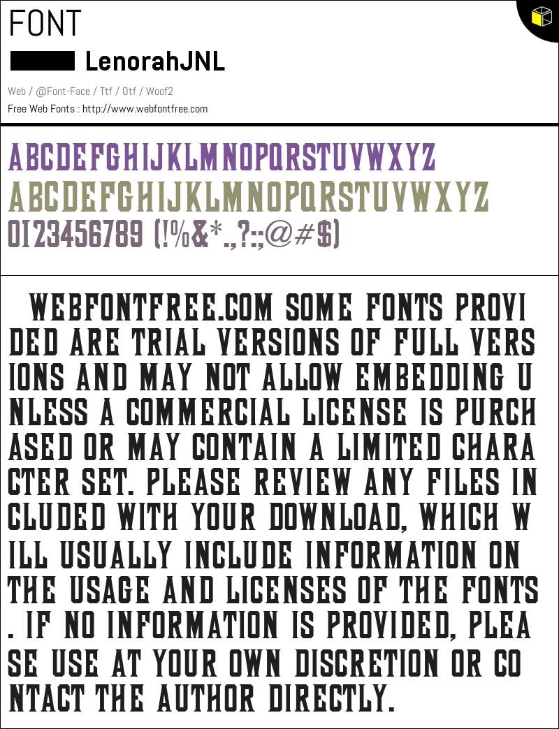 Lenorah JNL Fonts Downloads - WebFontFree.Com