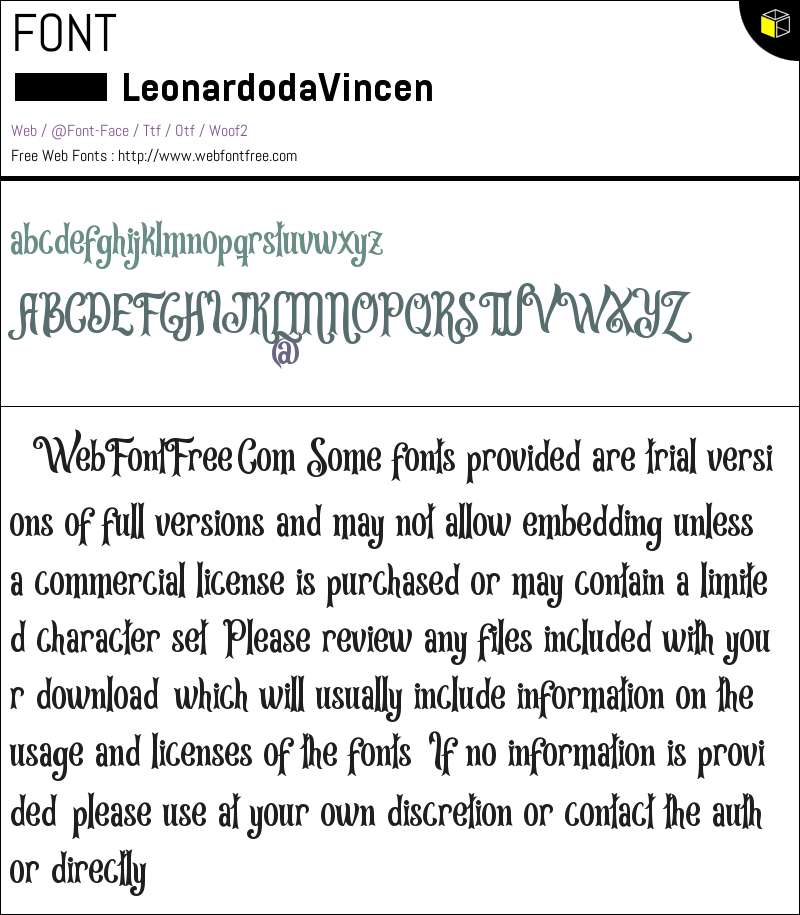 Leonardo da Vincen Fonts Downloads - WebFontFree.Com