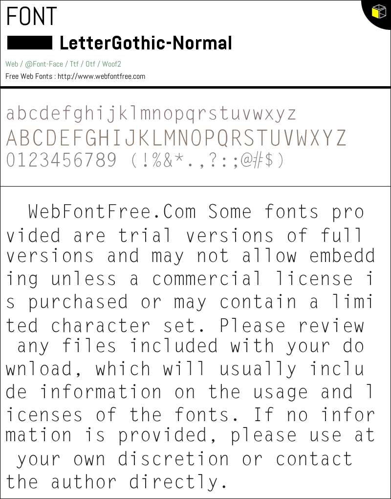 LetterGothic-Normal Fonts Downloads - WebFontFree.Com