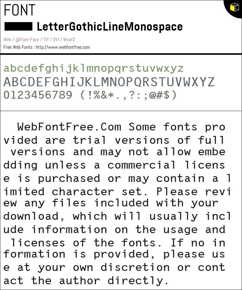 Letter Gothic Line Monospace Fuentes Descargar - WebFontFree.Com