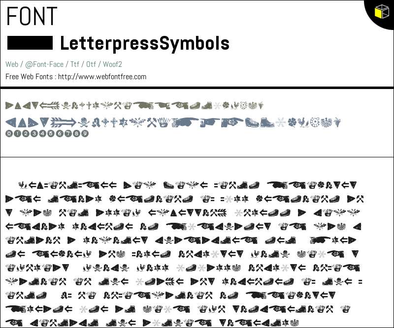 LetterpressSymbols Fonts Downloads - WebFontFree.Com