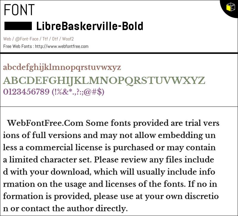 Libre Baskerville Bold Fonts Downloads - WebFontFree.Com